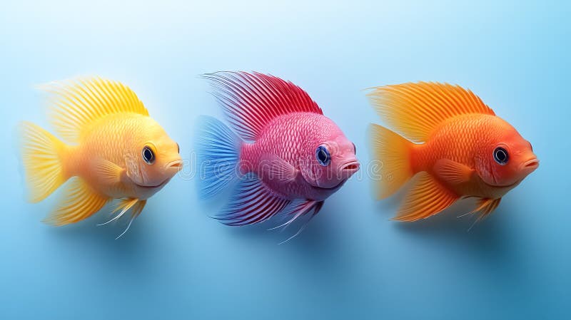 Colorful Fish Underwater on Light Blue Background Stock Illustration ...
