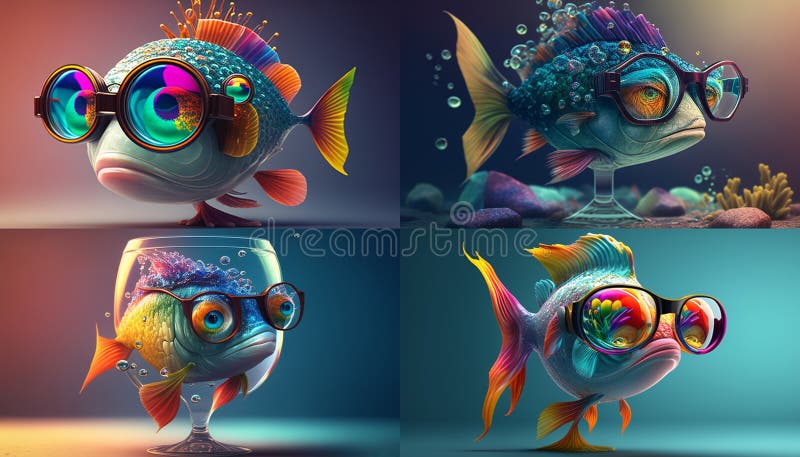 A Colorful Fish with a Very Large Glasses on Its Head Ai Generative ...