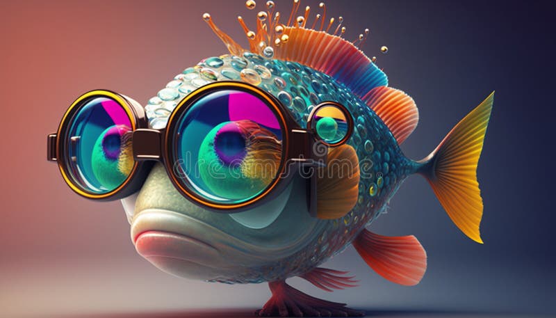 A Colorful Fish with a Very Large Glasses on Its Head Ai Generative ...
