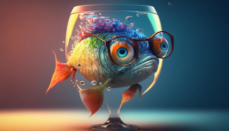 A Colorful Fish with a Very Large Glasses on Its Head Ai Generative ...