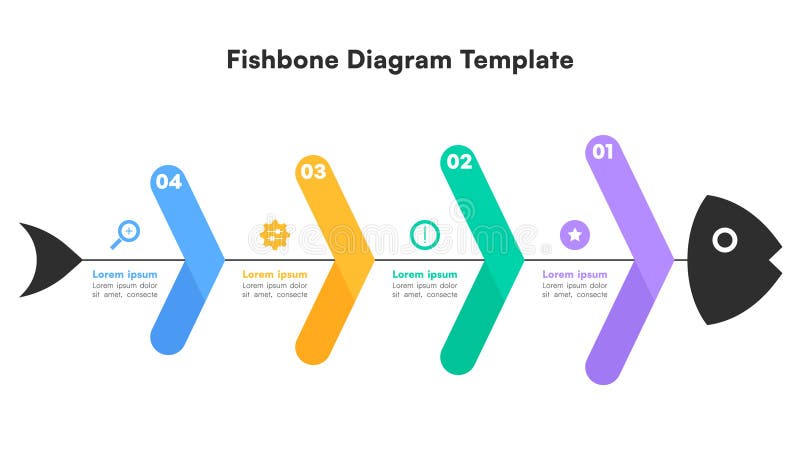 Fishbone Diagram Template with Twelve Options and Minimalist Design ...