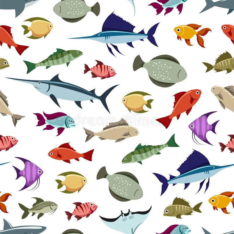 Colorful Fishes Seamless Pattern Stock Vector - Illustration of drawing ...