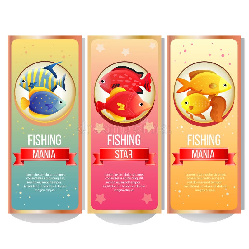 Colorful Fishing Banner Collection Stock Vector - Illustration of river ...