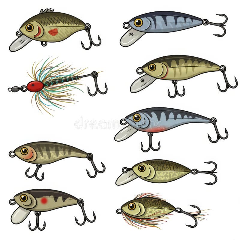 Colorful Fishing Lures Illustration Set Stock Illustration ...