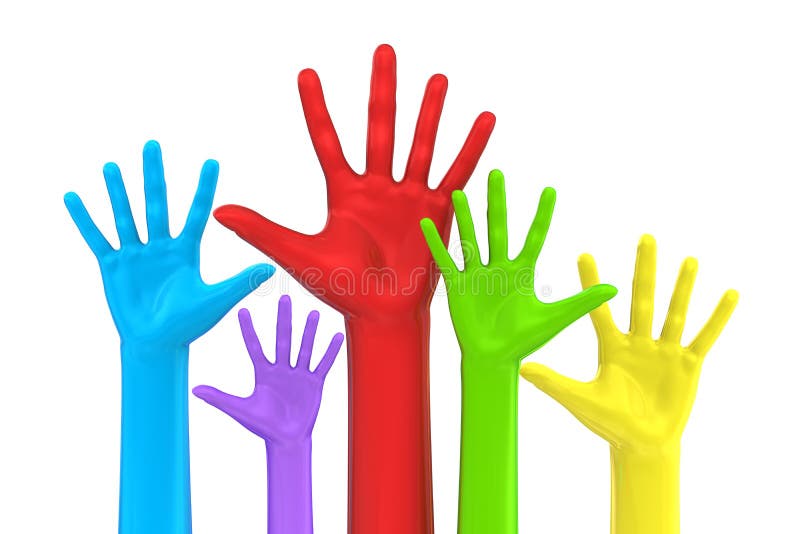 Colorful five hands stock illustration. Illustration of teamwork - 49547686