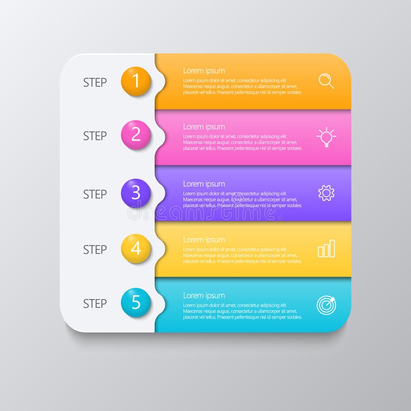 Colorful Five Step Infographic Template Stock Vector - Illustration of ...