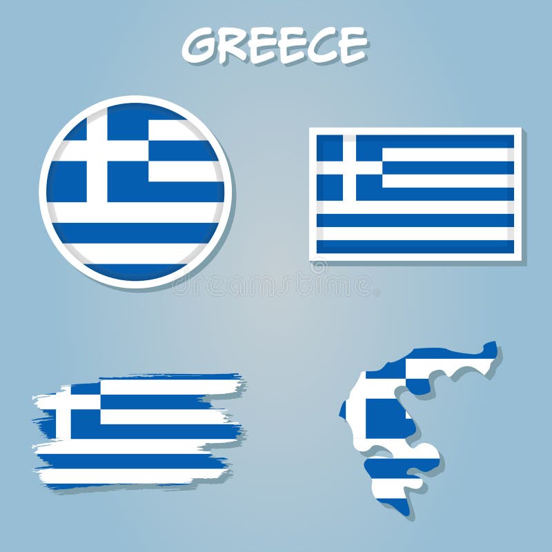 Colorful Flag, Map Pointer and Map of Greece in the Colors of the Greek ...