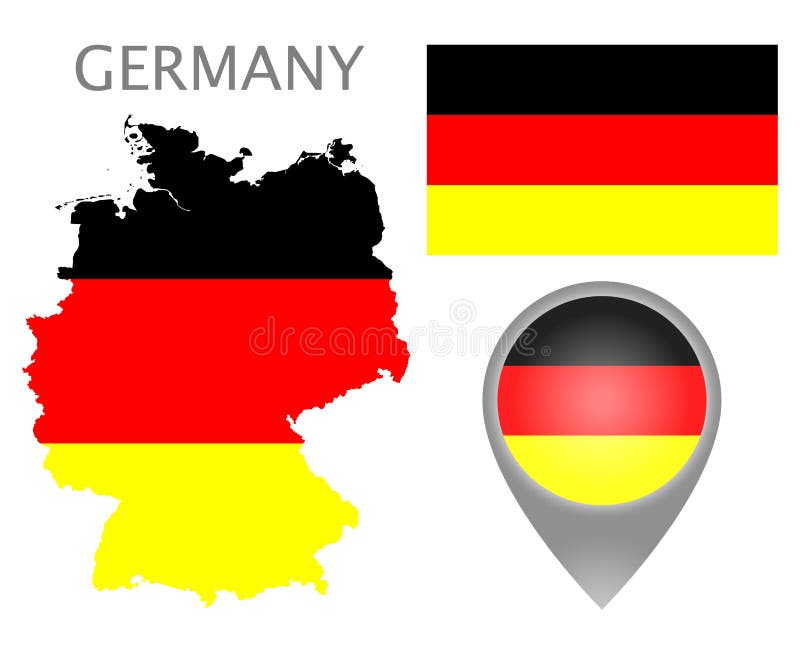 Germany Flag, Map and Map Pointer Stock Vector - Illustration of ...