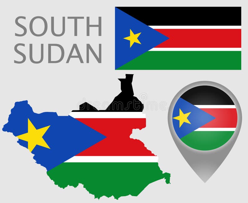 South Sudan Flag, Map Pointer and Map Stock Vector - Illustration of ... South Sudan Flag, Map Pointer and Map Stock Vector - Illustration of ...