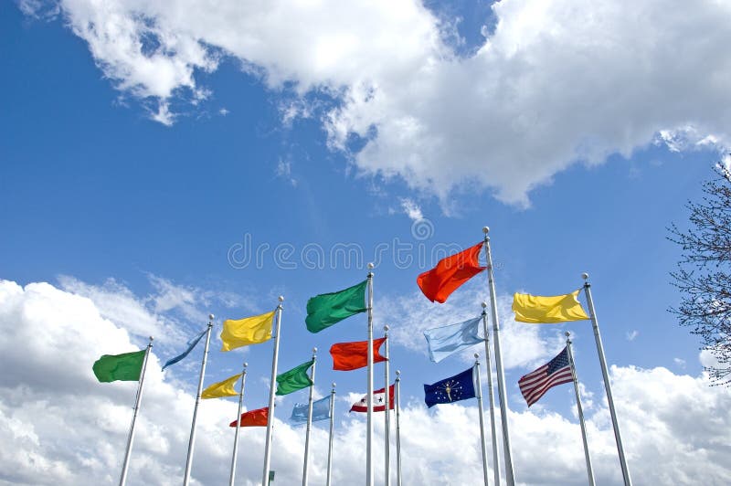 Colorful Flags In The Blue Sky Picture. Image: 5073136