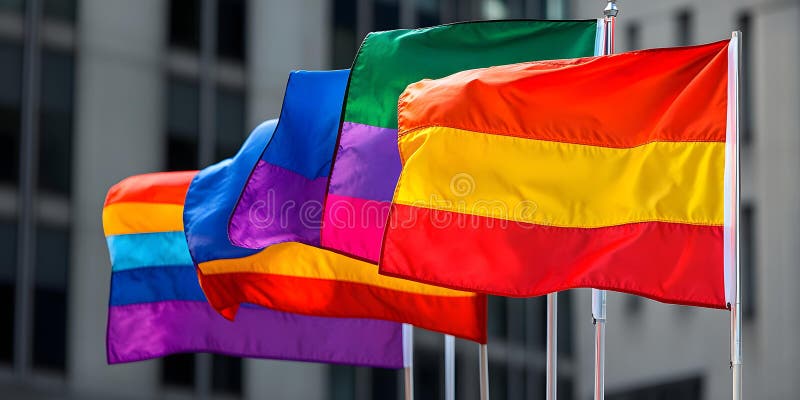 Colorful Flags Fluttering in Wind Stock Illustration - Illustration of ...