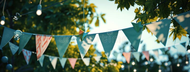 Colorful Flags Hanging on Colored Bunting Stock Illustration ...