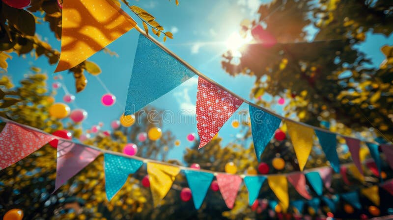Colorful Flags Hanging from a Tree Stock Image - Image of outdoors ...