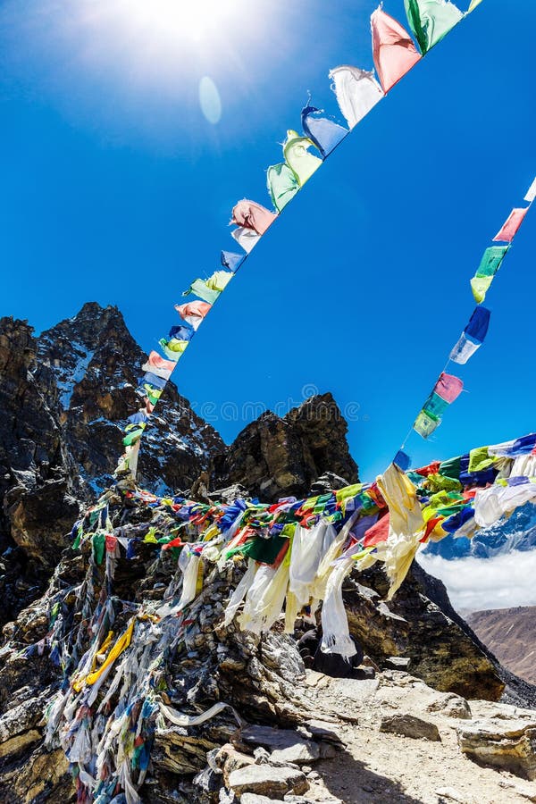 Colorful Nepalese flags stock image. Image of park, colors - 100715721