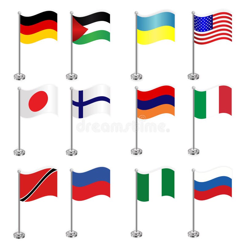 Colorful Flags of a Variety of Nations Stock Illustration ...