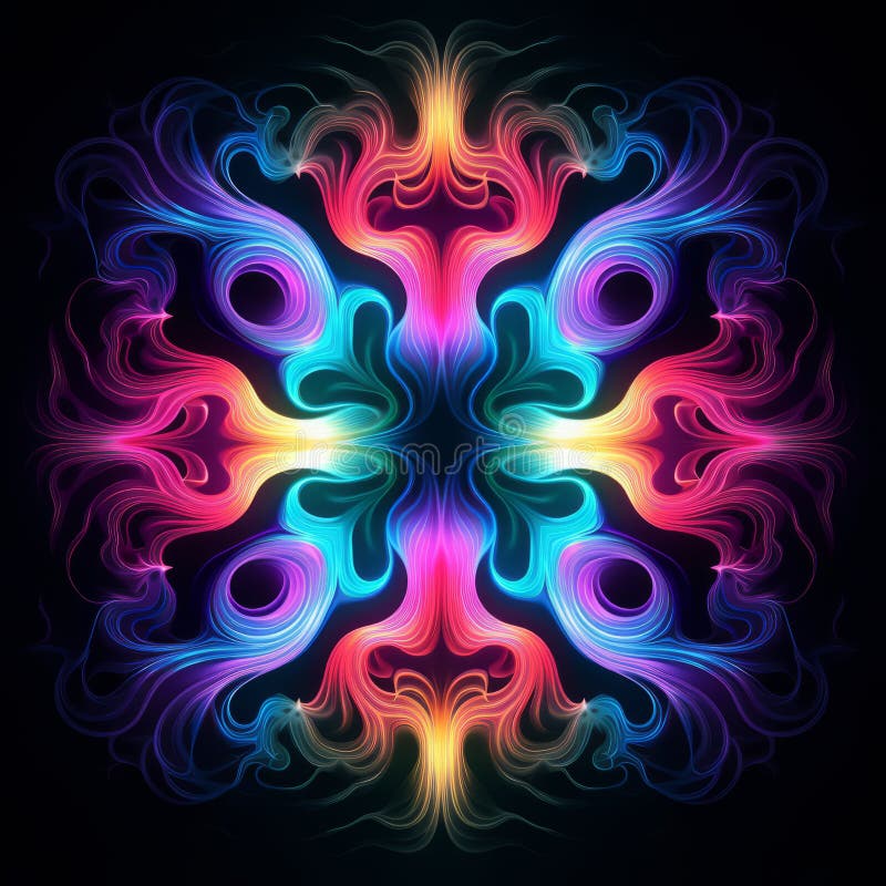 Colorful Flame Design: Abstract Psychedelic Illustration with Luminous ...