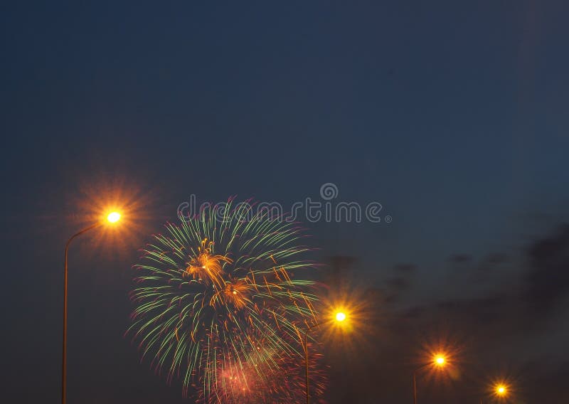 Colorful Flashes of Fireworks in the Night Sky. Fireworks Stock Image ...