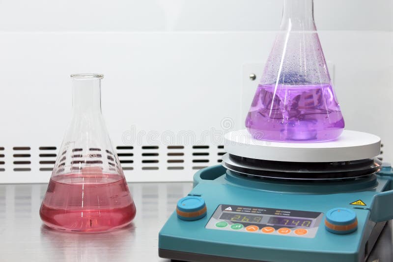 Colorful Flasks in Laboratory Stock Photo - Image of experiment ...
