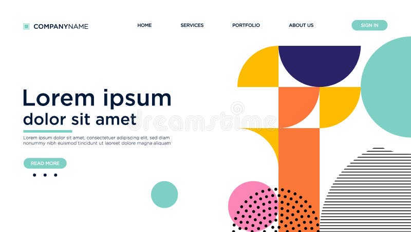 Colorful Flat Abstract Geometric Landing Page Web Design Stock Vector ...