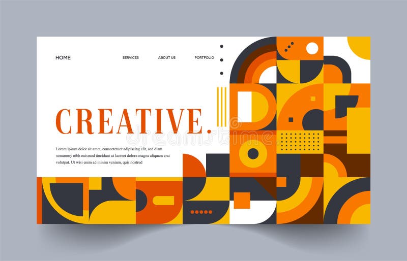 Colorful Flat Abstract Geometric Landing Page Web Design Stock Vector ...