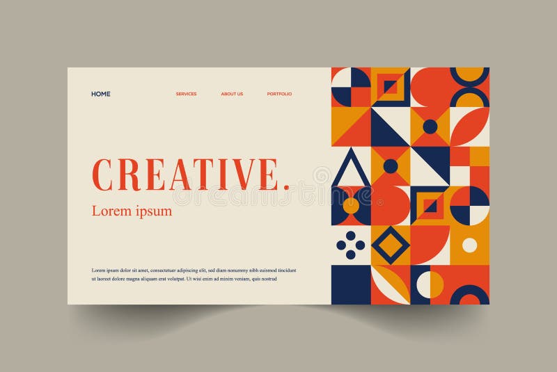Colorful Flat Abstract Geometric Landing Page Web Design Stock Photo ...