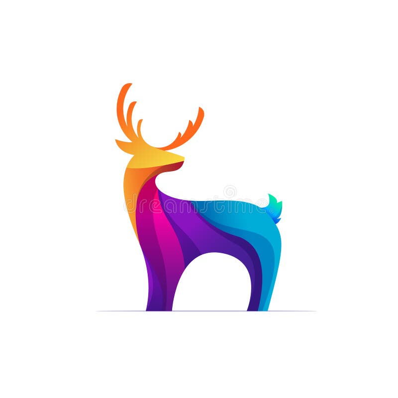 Colorful Flat Deer Logo Design Stock Vector - Illustration of deer ...