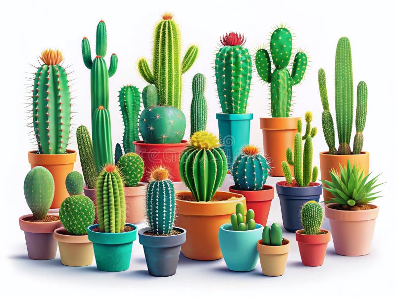 Colorful Flat Design Cactus Collection a Vibrant Array of Succulents ...