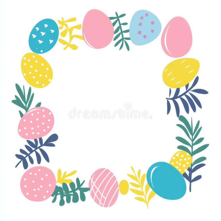 A Colorful Flat Design Featuring an Easter Egg in a Rectangular Frame ...