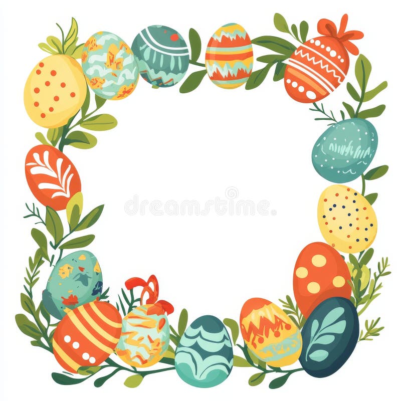 A Colorful Flat Design Featuring an Easter Egg in a Rectangular Frame ...