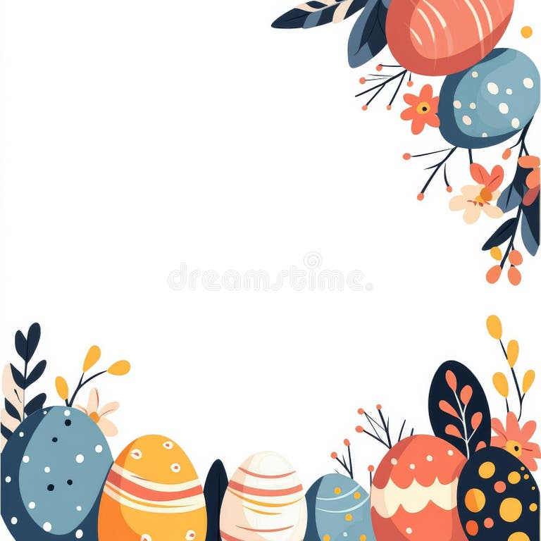 A Colorful Flat Design Featuring an Easter Egg in a Rectangular Frame, Suitable for an Easter ...