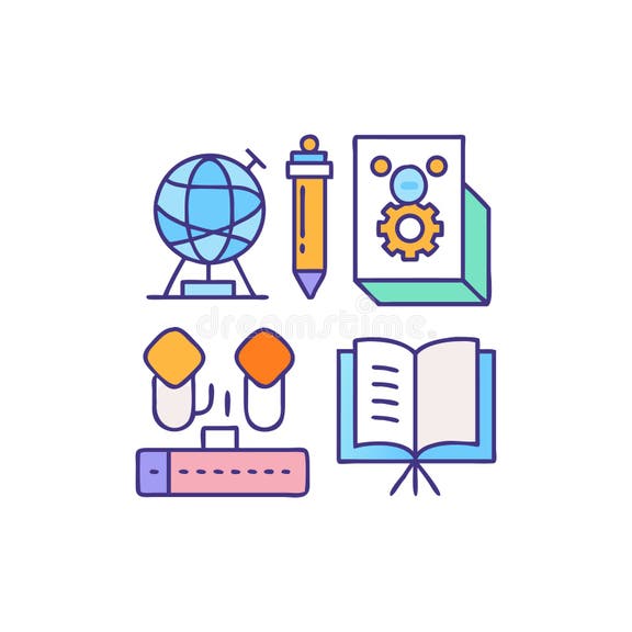 Learning and Development Icons on a White Backround Stock Photo ...