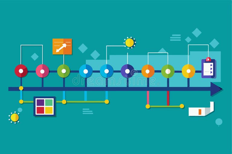 A Colorful, Flat Design Timeline with Circles and Arrows, Ideal for ...