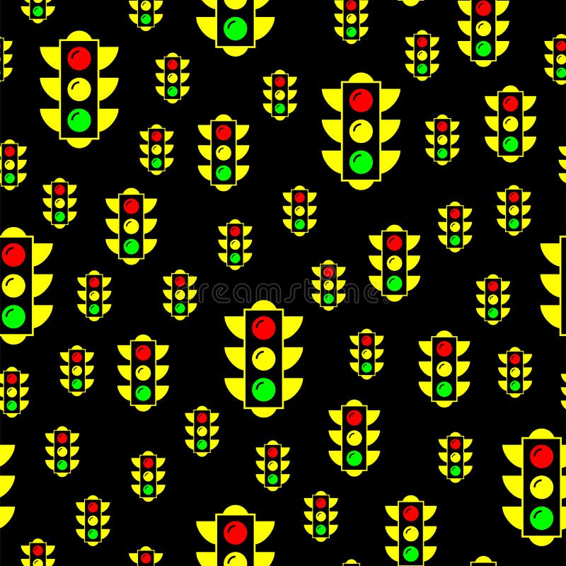 Colorful Flat Design Traffic Lights Seamless Pattern Stock Illustration ...