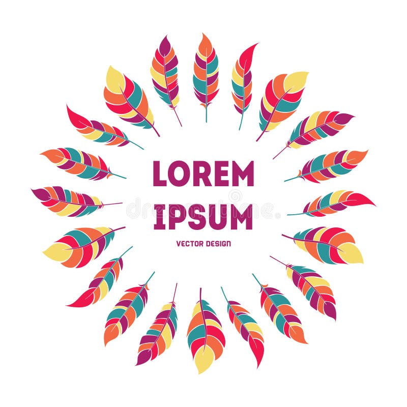 Colorful Flat Feathers Frame Stock Vector - Illustration of indian ...