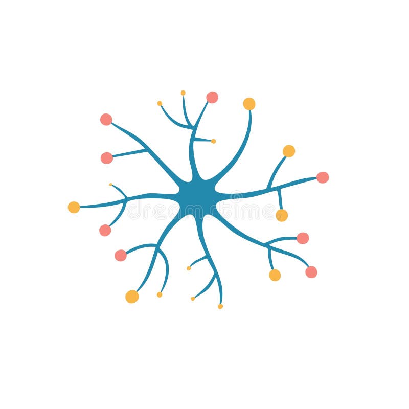 Colorful Flat Icon of a Neuron Representing Brain Function and Nervous ...