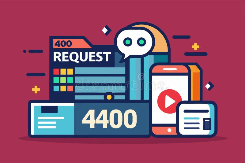 A Colorful Flat Illustration Depicting a Bad Request Error, Featuring ...