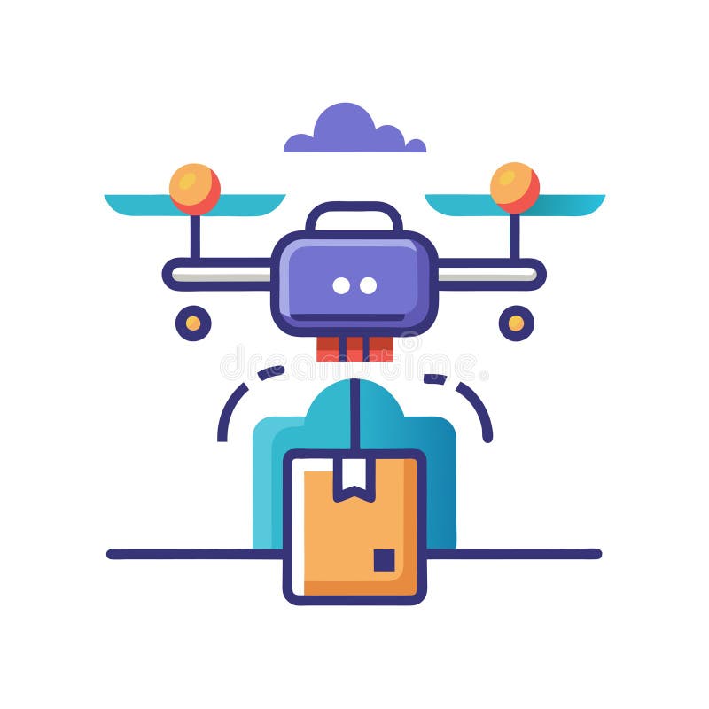 Modern Drone Delivery System Illustration for E-Commerce Logistics and ...