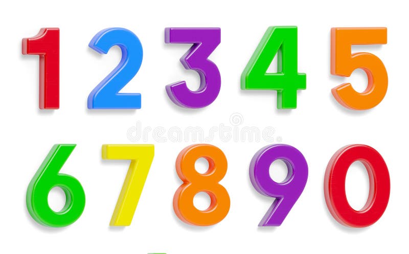 Colorful Flat Magnetic Plastic Numbers Set Zero through Nine with Drop ...