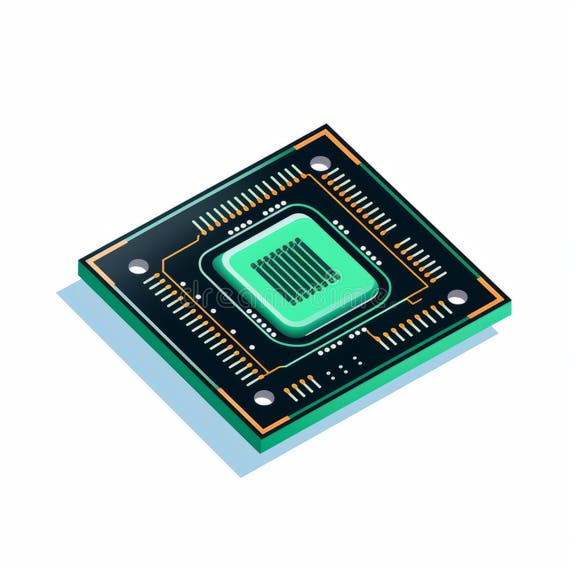 Colorful Flat Perspective Microprocessor Isometric Design Stock ...