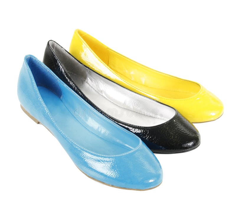 Flat Shoes Collection Isolated. Colorful Suede Ballerina Flats Stock ...