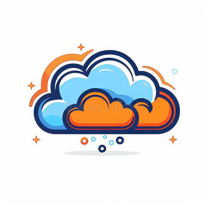 Colorful Flat Vector Logo of a Stylized Cloud with Decorative Elements ...
