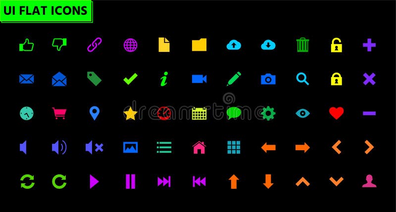 Colorful Flat Vector Ui Icons Stock Vector - Illustration of label ...