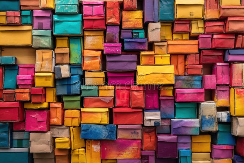 Vibrant Abstract Art Created from Flattened Delivery Boxes Showcasing ...