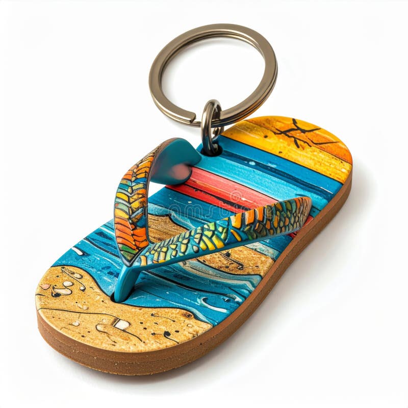 Colorful Flip Flop Keychain with Beach Artwork Stock Illustration ...