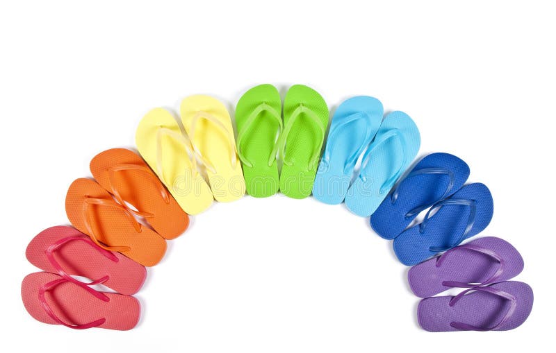 Colorful Flip Flops Isolated on White Stock Photo - Image of flops ...