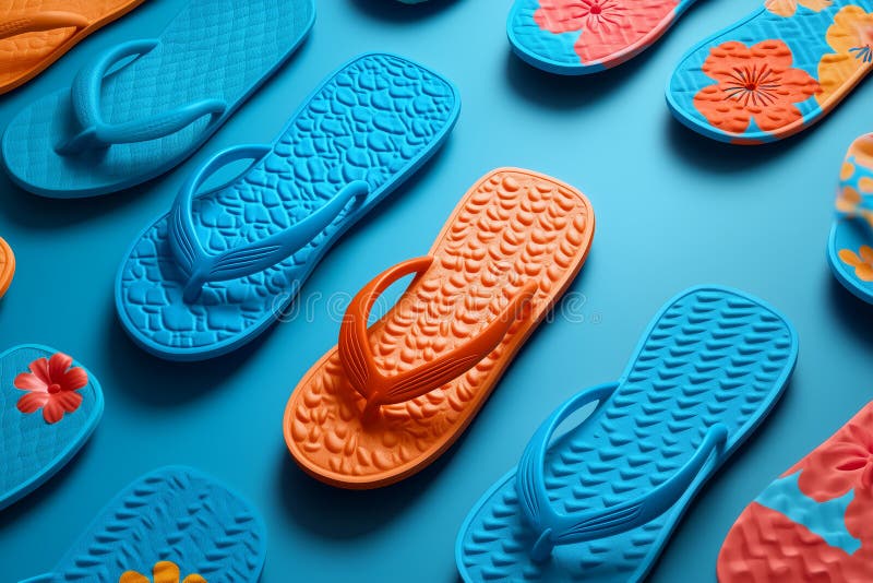 Colorful Flip Flops on Vibrant Background Stock Illustration ...