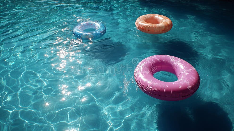 Colorful Float Rings in the Pool Water Stock Photo - Image of ...