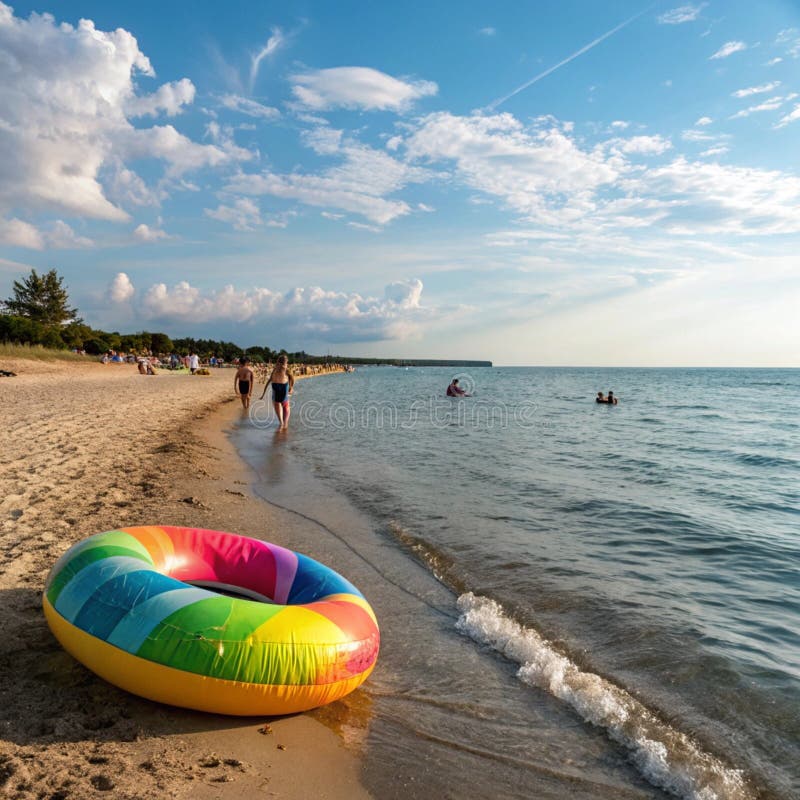 Colorful Floater by the Seaside Stock Illustration - Illustration of ...