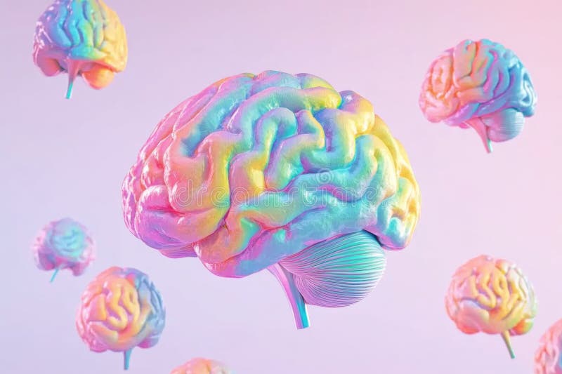 Colorful Floating Brain Models in Air - Conceptual Art for Design and ...