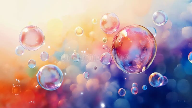 Colorful Floating Bubbles on Dreamy Abstract Background Stock Footage ...